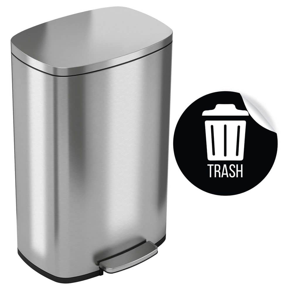 iTouchless 13.2 Gal. Stainless Steel Rectangular Metal Household Trash ...