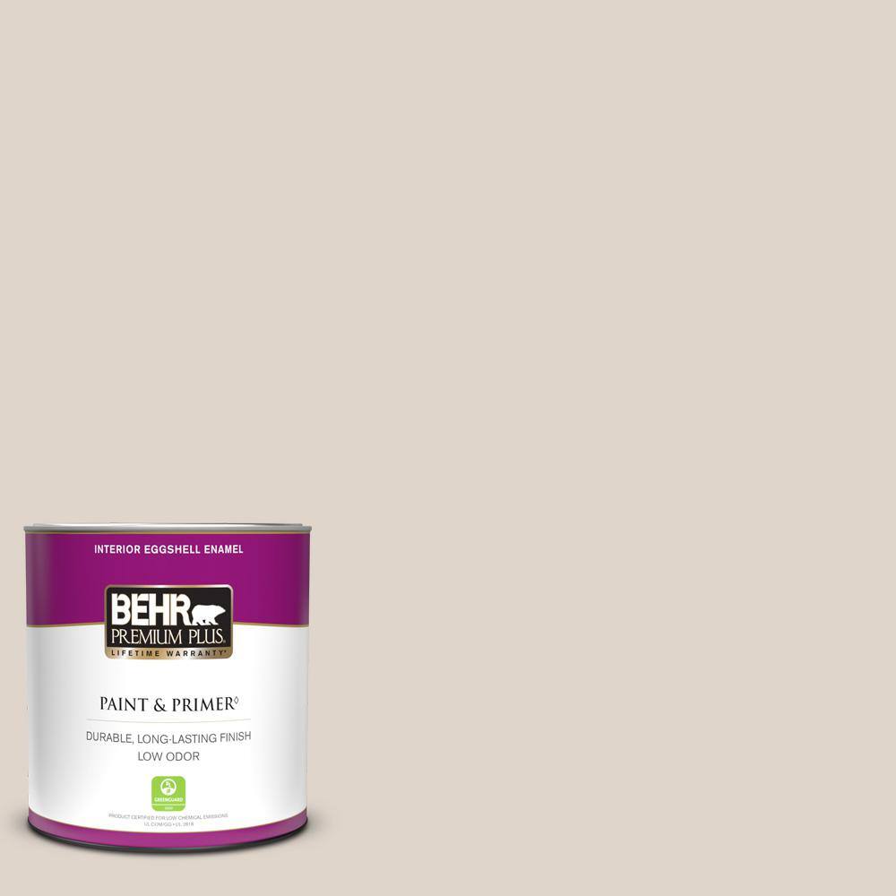 BEHR PREMIUM PLUS 1 qt. #N230-1 Castle Beige Eggshell Enamel Low Odor ...