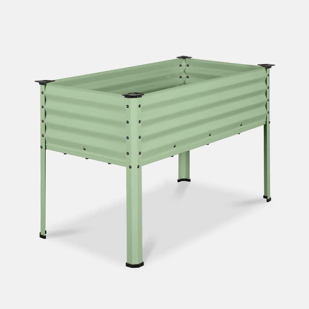 48 in. L x 24 in. W x 30 in. H Sage Green Steel Raised Garden Bed with ...