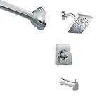 MOEN Genta Single-Handle 1-Spray Tub and Shower Faucet in Chrome with Shower Rod (Valve Included ...