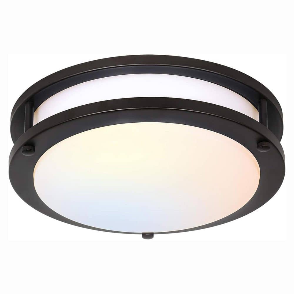10 in. Oil-Rubbed Bronze Integrated LED Ceiling Light Fixture Flush ...
