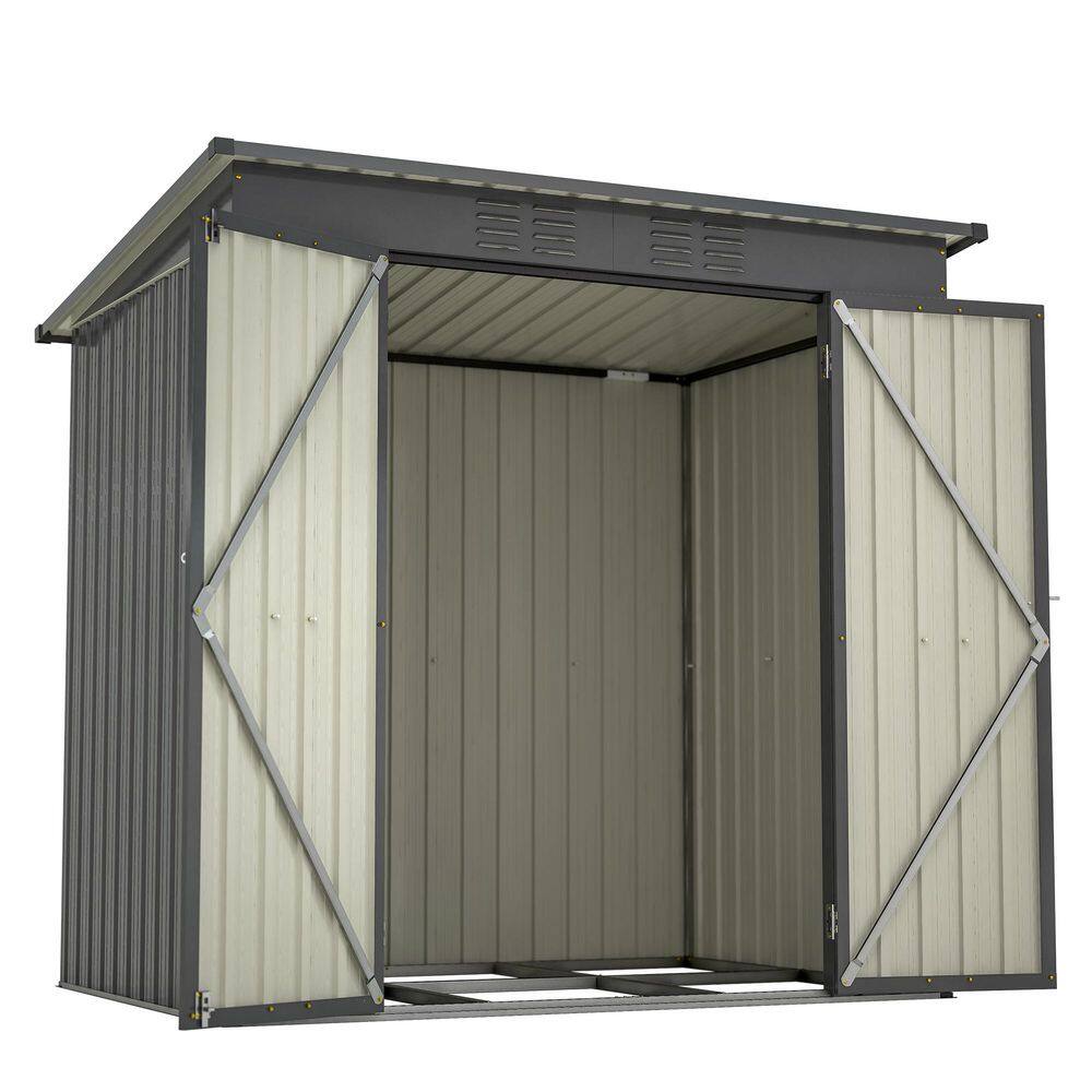 6 x 4 ft Black Metal Outdoor Storage Shed, All Weather Tool Shed for ...