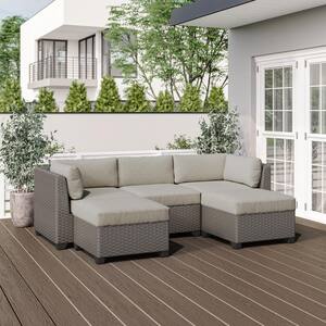 TK CLASSICS Florence 5-Piece Outdoor Wicker Patio Conversation ...