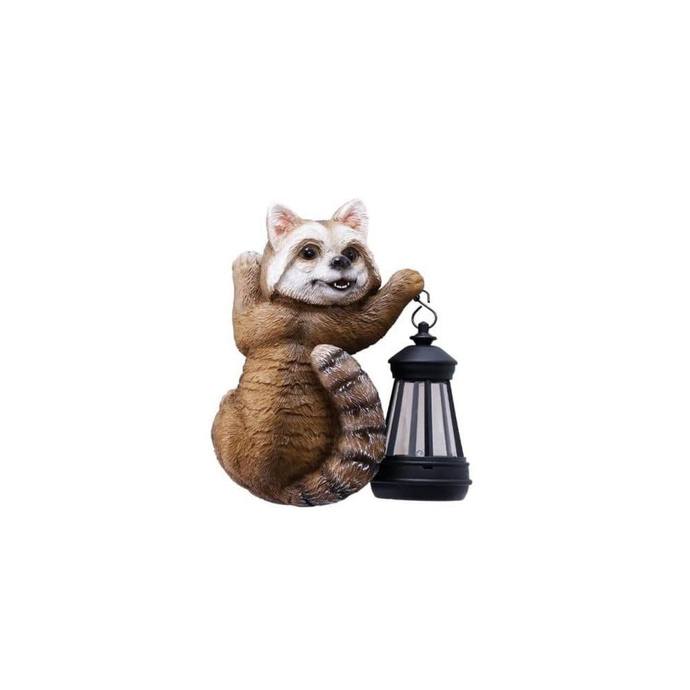 Raccoon Tree Hungger with Solar Lantern-7.4 Inch Raccoon Outdoor Statue ...