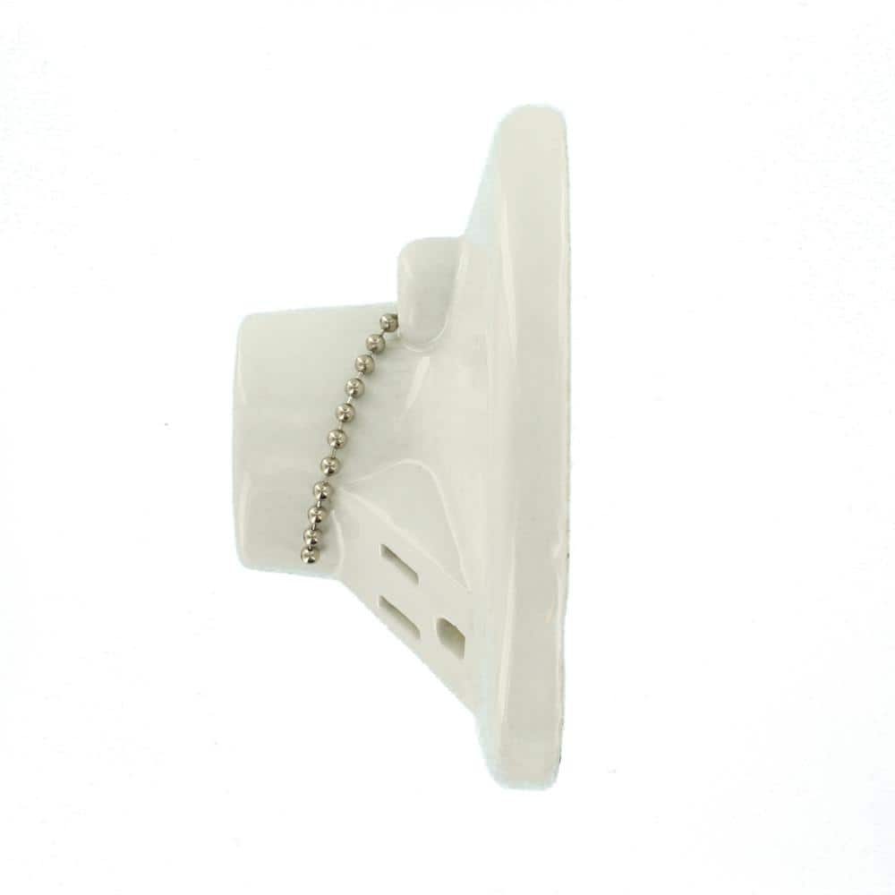 Leviton Glazed Porcelain Lamp Holder with Pull Chain and Outlet 9726-C ...