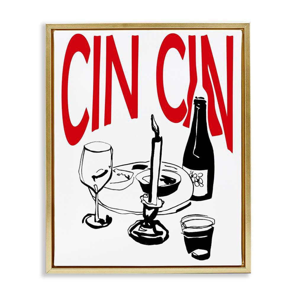 Stupell Industries Cheers Cin Cin Wine by Melissa Wang Gold Floater ...