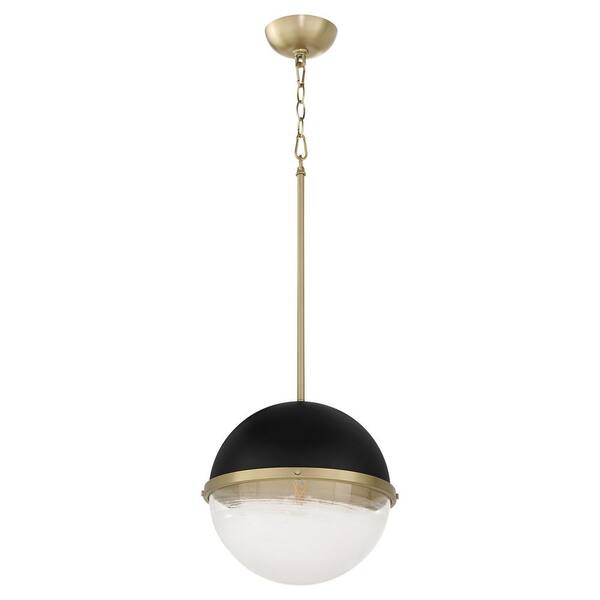 quorum 12 in. 1-Light 60-Watt Pendant Light with Milky Glass Sphere ...