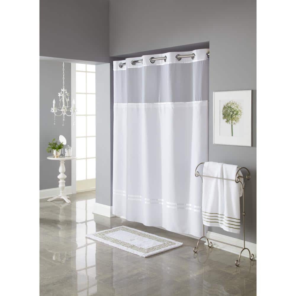 Hookless Escape 38 in. W x 45 in. L Polyester Shower Curtain in Bright ...