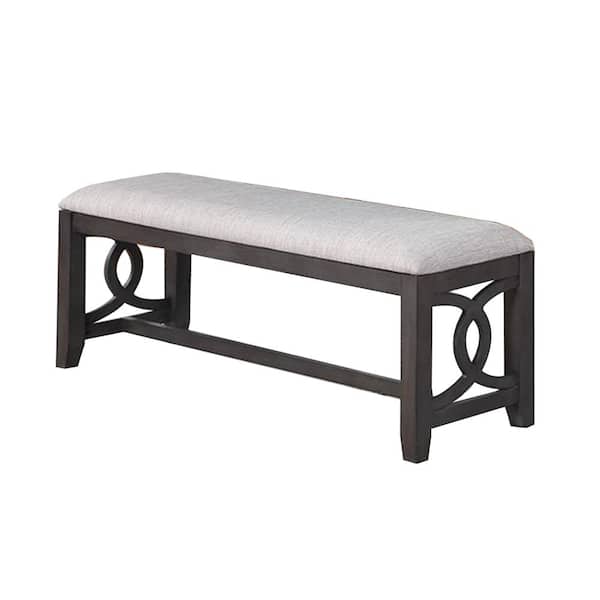 Benjara 50 in. Gray Backless Bedroom Bench with Plush Padded seat ...