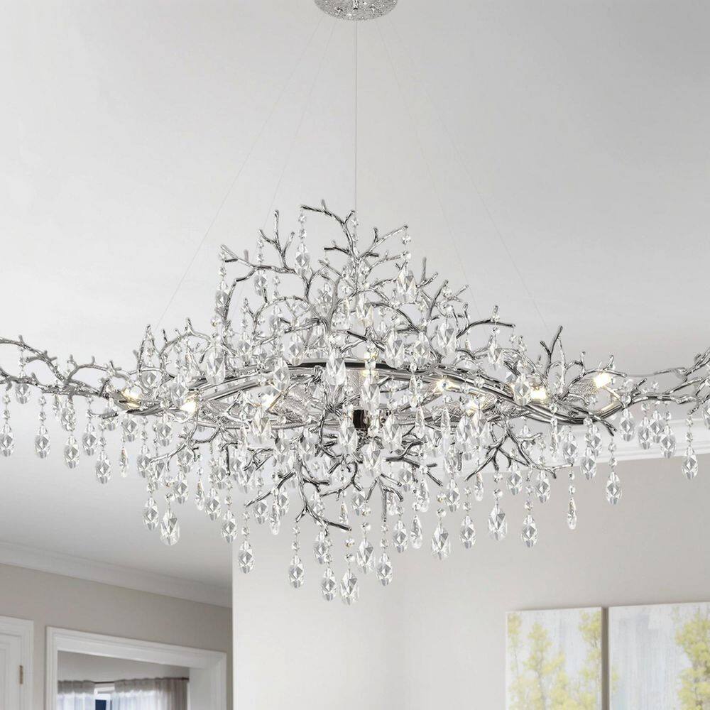 Reviews for ARISKEEN 47 in. 12-Lights Silver Luxury Crystal Linear ...