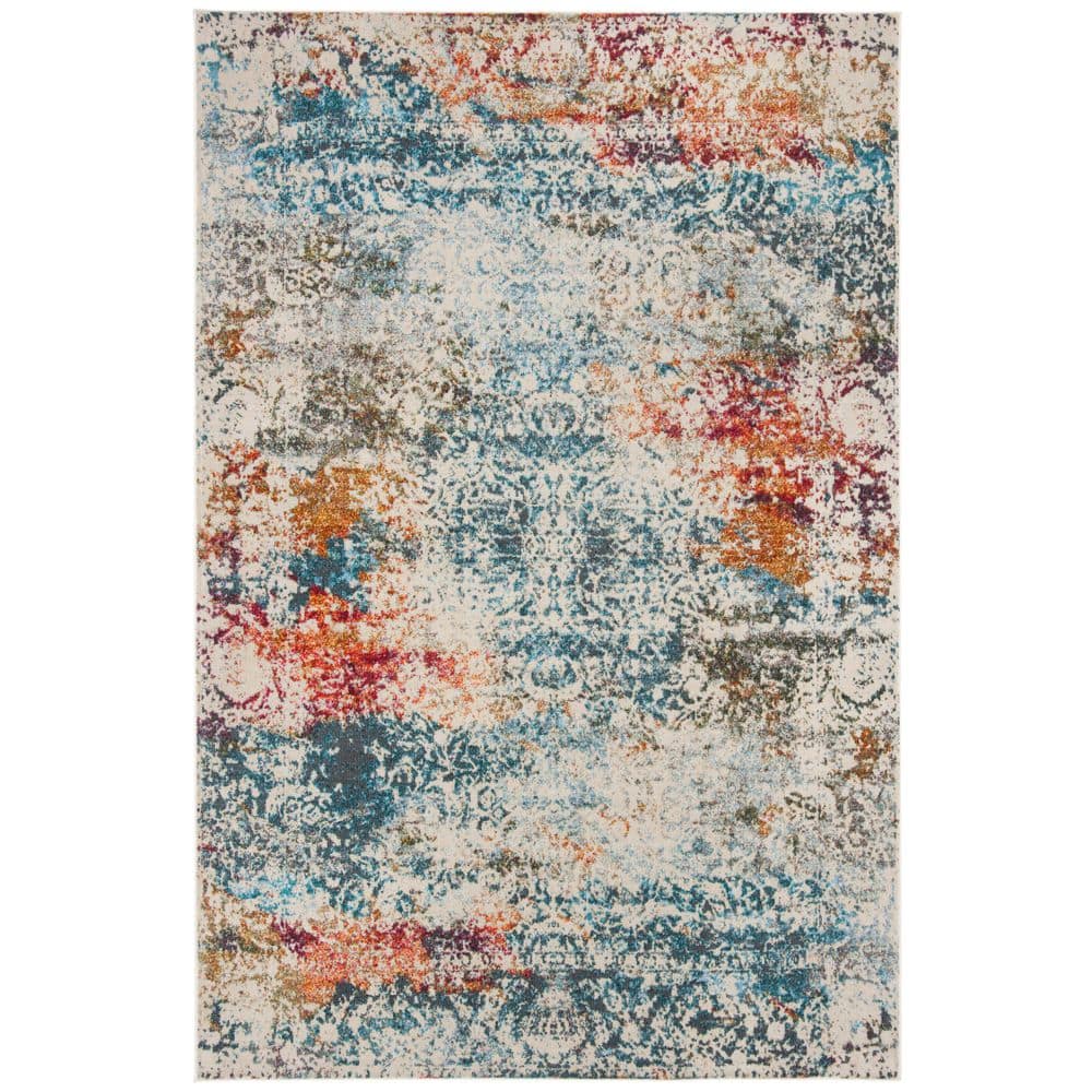 SAFAVIEH Luxor Ivory/Blue 7 ft. x 9 ft. Abstract Gradient Area Rug ...
