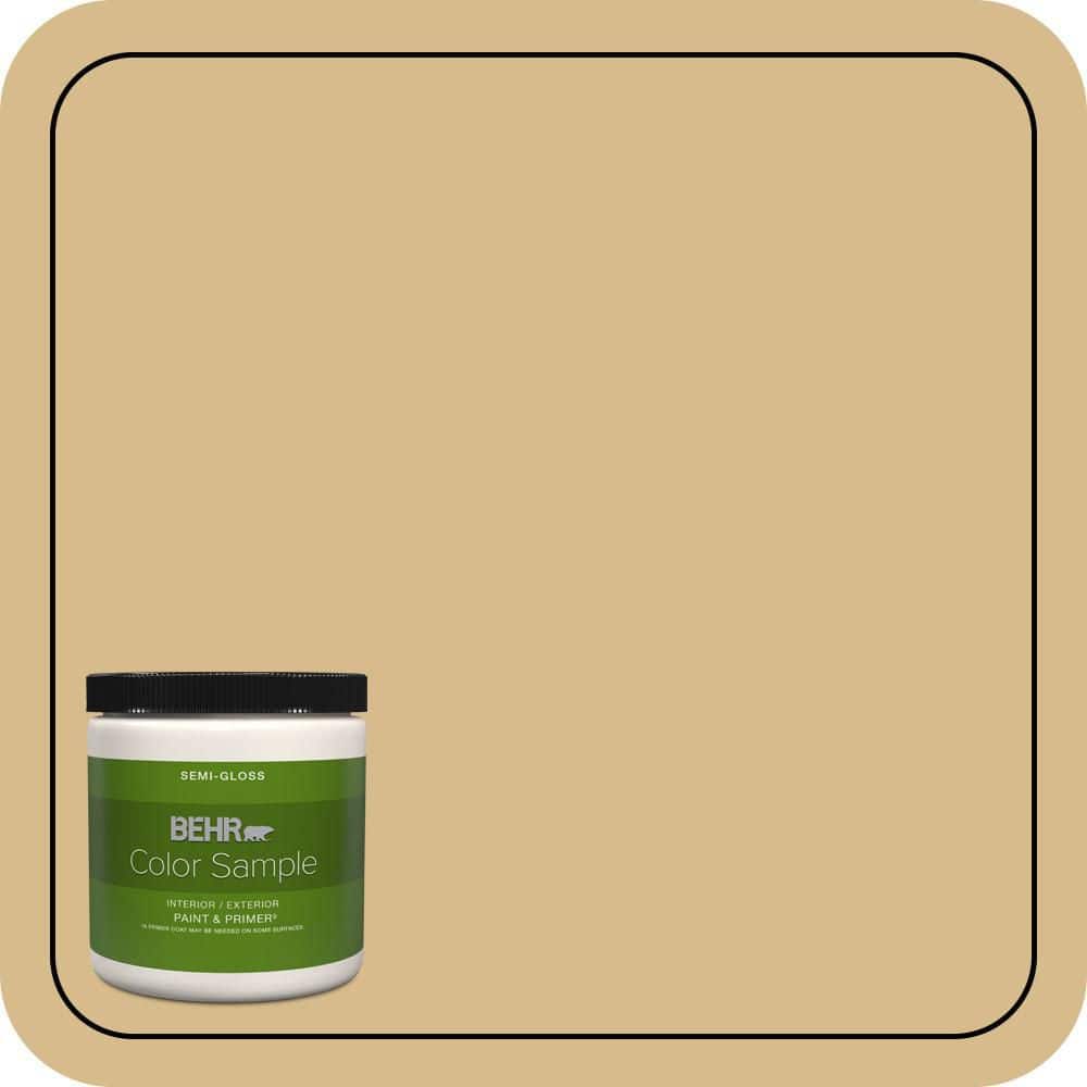 BEHR PREMIUM PLUS 8 oz. #350F-5 Camel Semi-Gloss Interior/Exterior ...