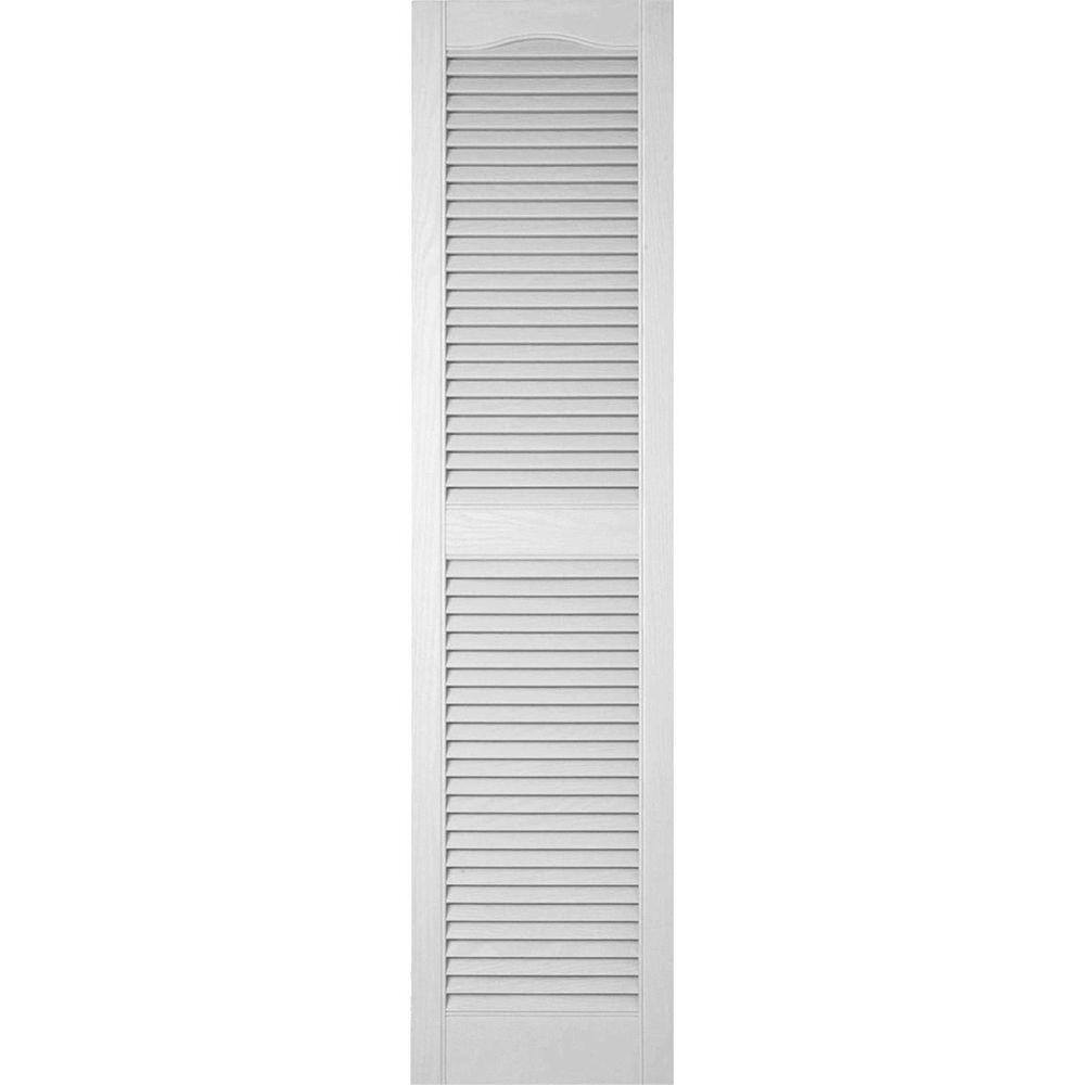 Builders Edge 14.5 in. x 52 in. Louvered Vinyl Exterior Shutters Pair ...