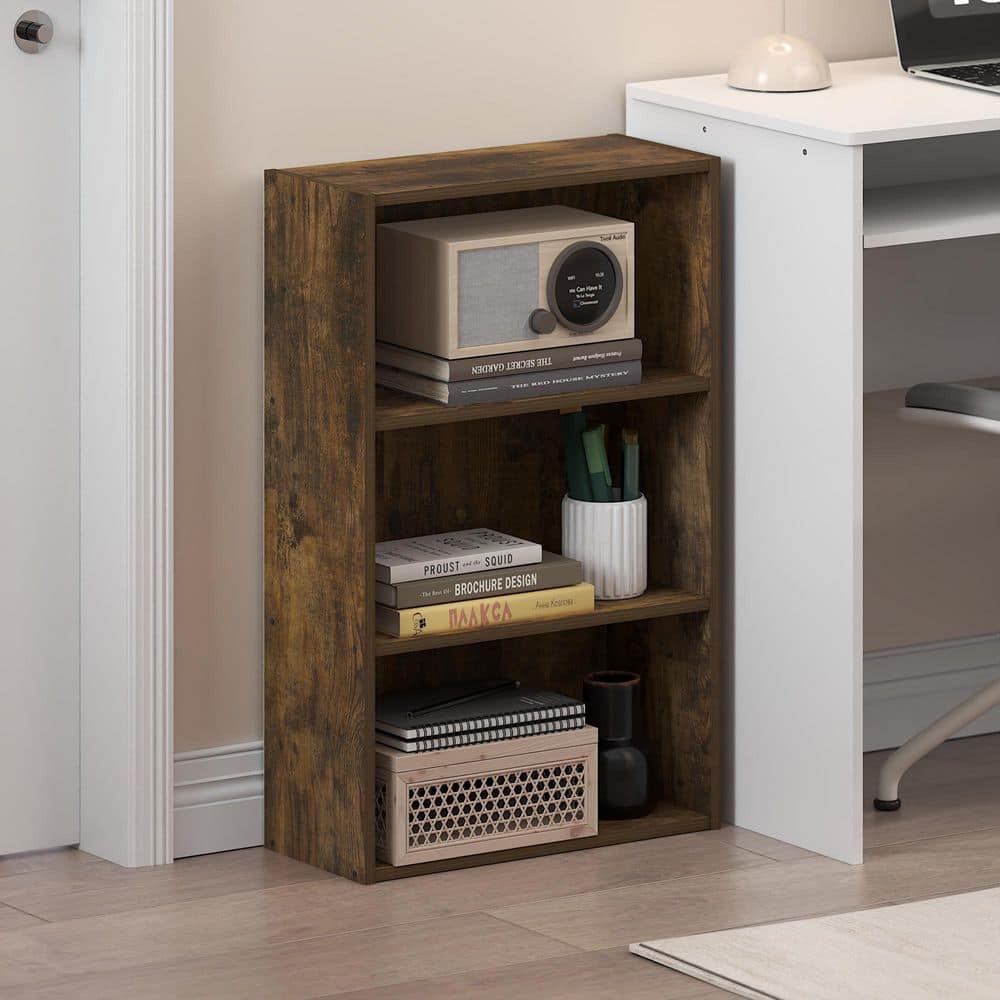 Furinno Basic 26.42 in. Tall Amber Pine Wood 3-Shelf Bookcase 25072AP - The Home Depot
