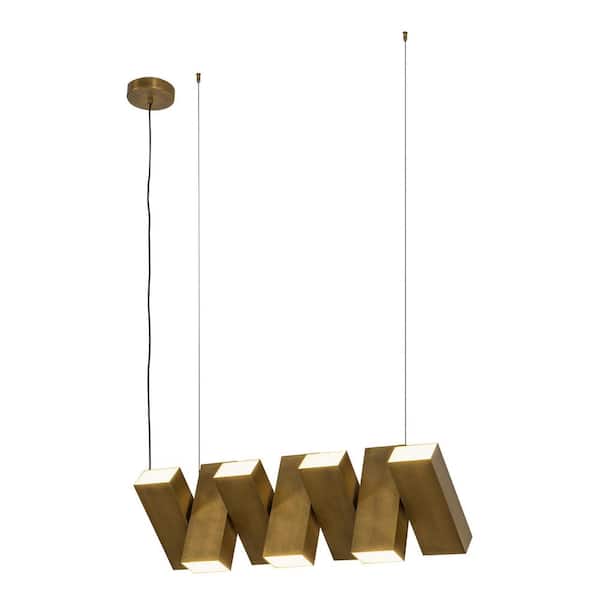 KUZCO Domino 35-in 1 Light 80-Watt Vintage Brass Integrated LED Pendant ...