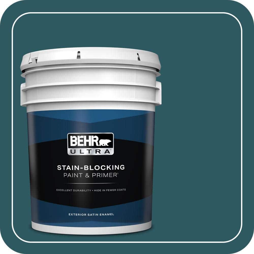 BEHR ULTRA 5 gal. #QE-47 Petro Blue Satin Enamel Exterior Paint ...