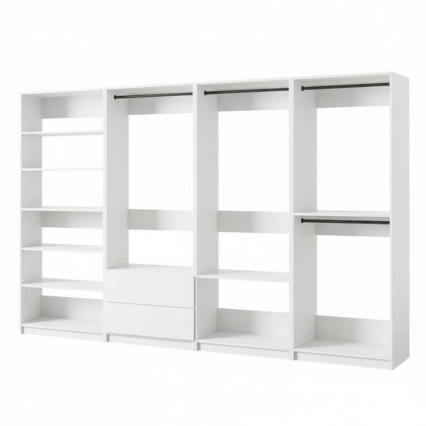Klair Living Prosper 128 in. W White Tower System Freestanding-Shelf ...