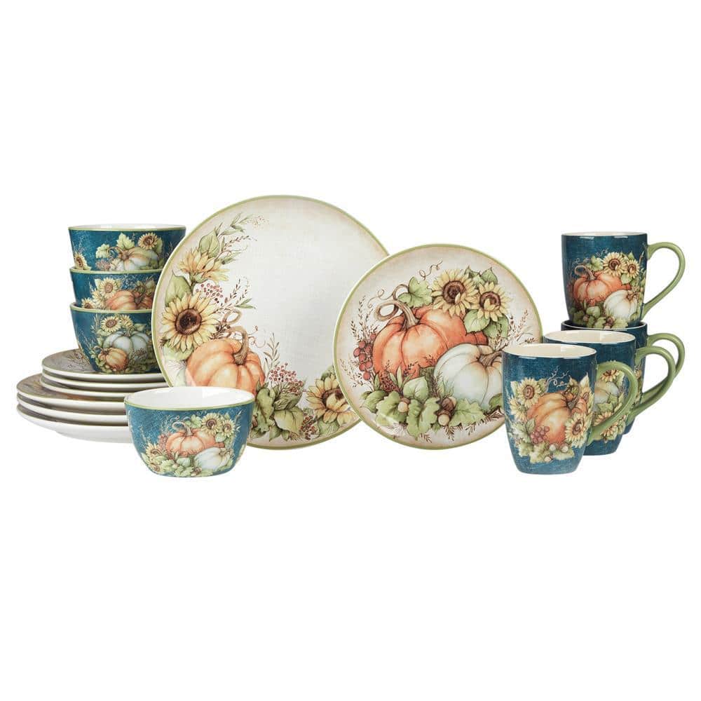 Certified International 16-Piece Multi-Colored Earthenware Autumn ...