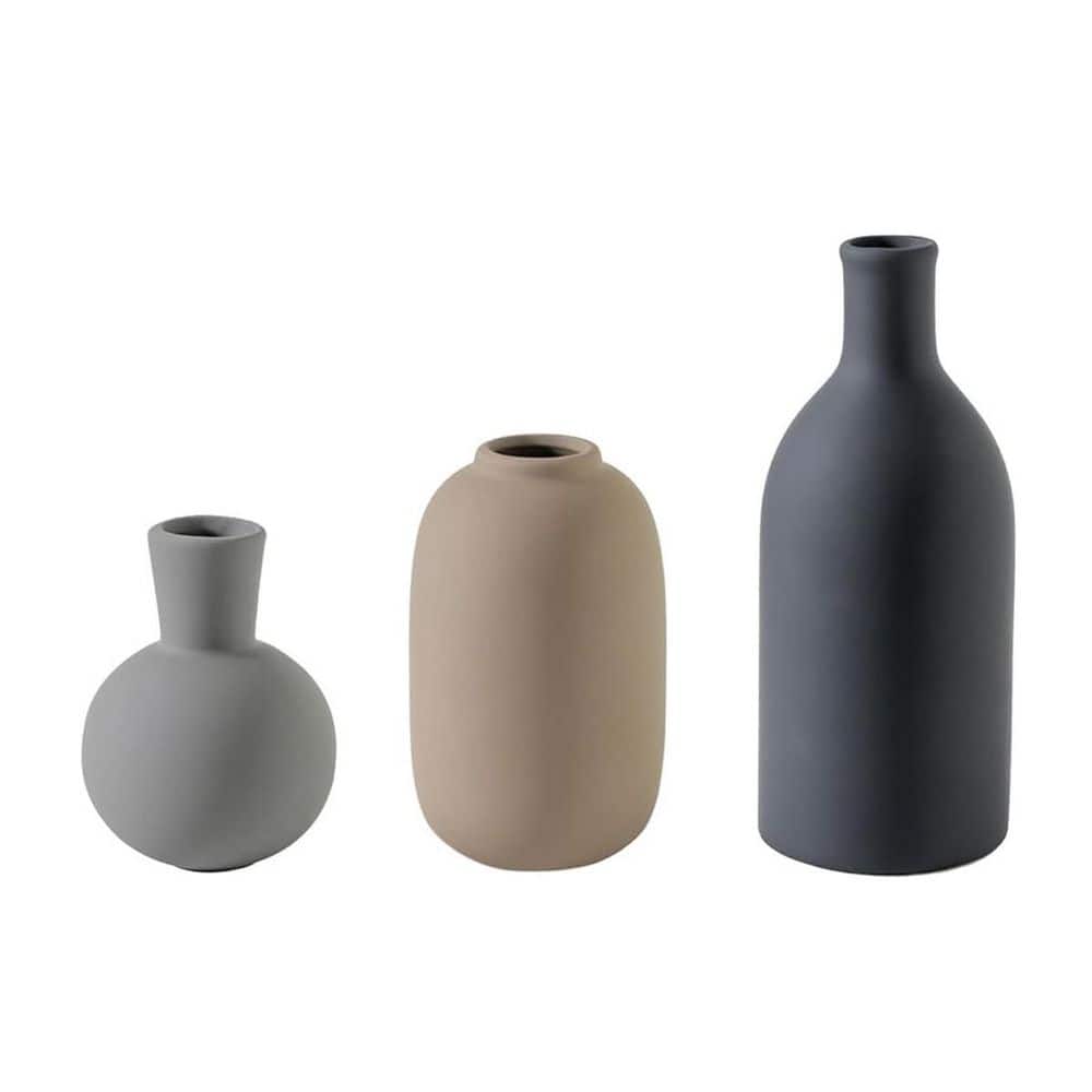 Multi-Colored 3 in. x 8.2 in. Ceramic Modern Vase Set of 3 Z0DFWNTDJ8 ...