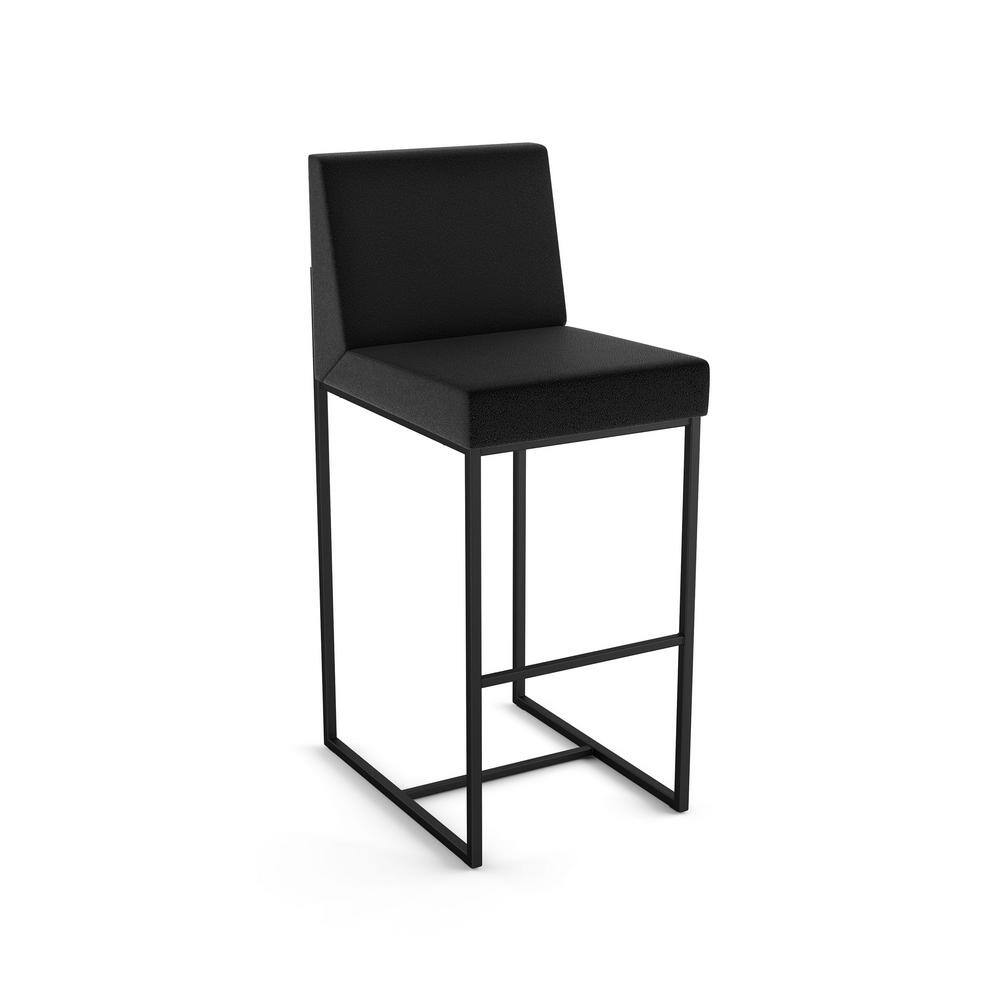 Amisco Derry 30 in. Light Grey Polyester/Black Metal Bar Stool 44513 ...
