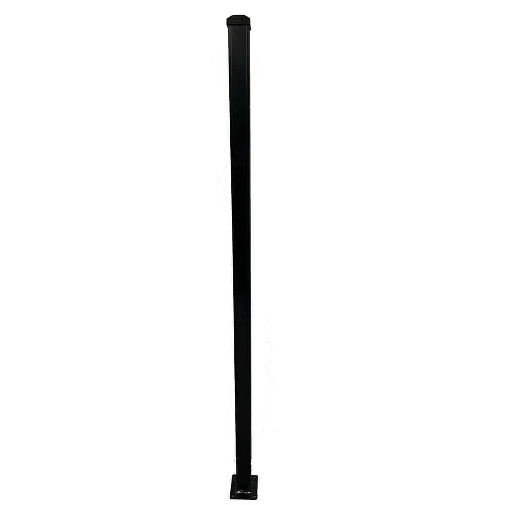 Weatherables Livingston 2 in. x 2 in. x 51 in. Black Aluminum Post with ...