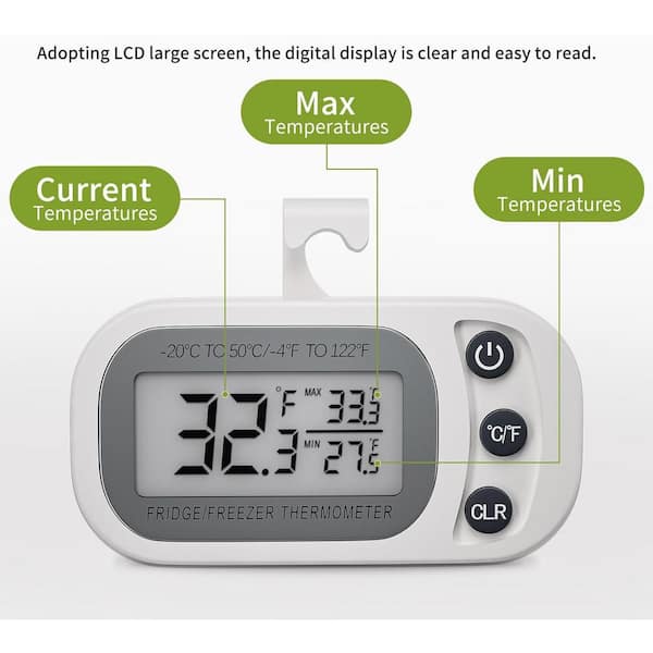 Acurite Brushed Fridge Thermometer Cheap Digital LCD Refrigerator ...