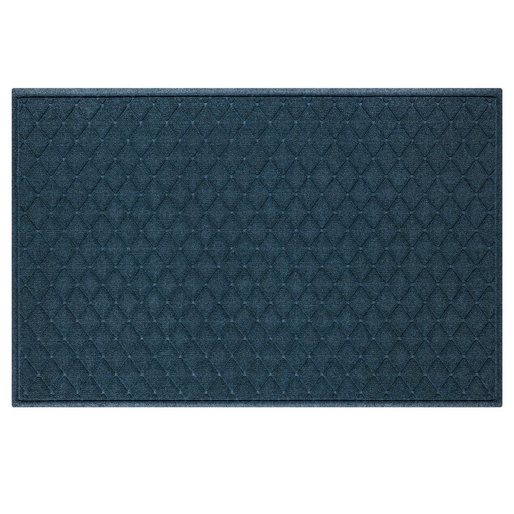 Bungalow Flooring WaterHog Argyle Navy 45 in. x 70 in. Recycled Polyester/Rubber Indoor Outdoor ...