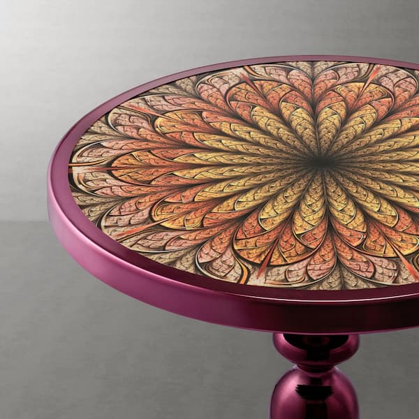 Mandala Print Furniture Halric Modern 24" Round - Purple Accent Table ...