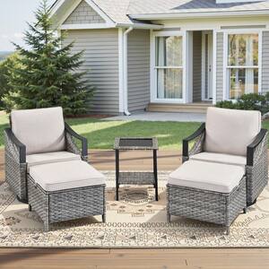 Buenaola 5-Piece Wicker Patio Conversation Sets, Outdoor Chat Sets with ...