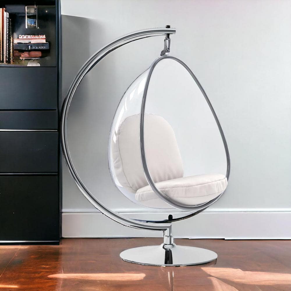 HomeRoots Clear Balloon Chair Set of 1 with Removable Cushions ...