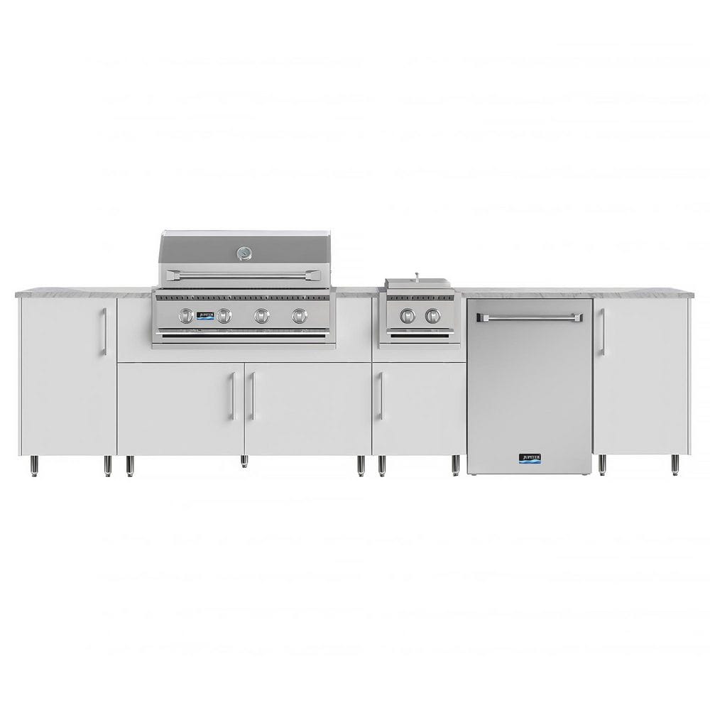 WeatherStrong Nightfall 126 in. W 4-Burner Propane Grill Island in ...