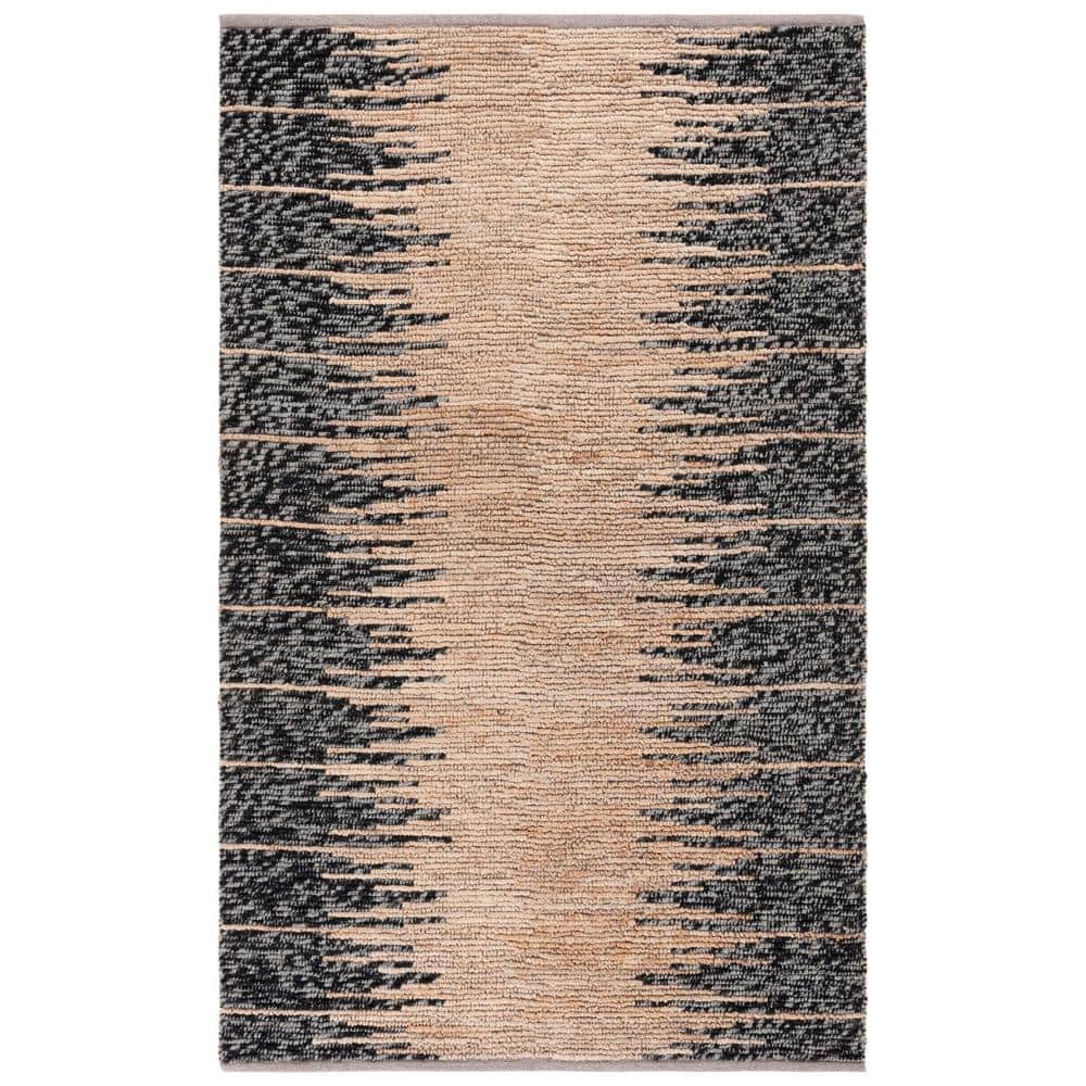 SAFAVIEH Natural Fiber Beige/Black 5 ft. x 8 ft. Transition Marle Area ...