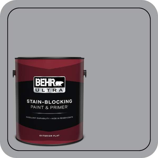 BEHR ULTRA 1 gal. #N530-4 Power Gray Flat Exterior Paint & Primer ...