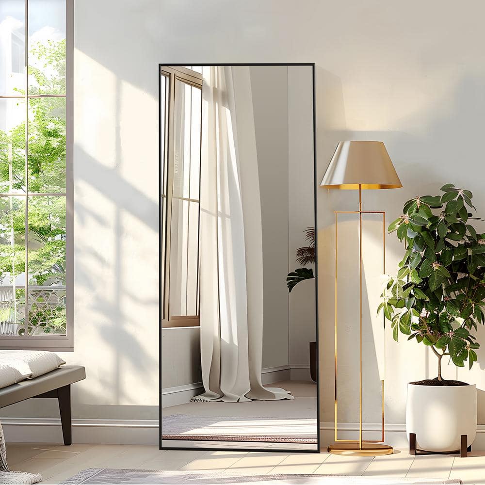 Dovelina 27 in. W x 63 in. H Modern Rectangle Metal Framed Black Full ...