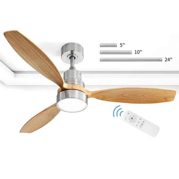 CACI Mall 52 in. Indoor/Outdoor Nickel Ceiling Fan Integrated LED with ...