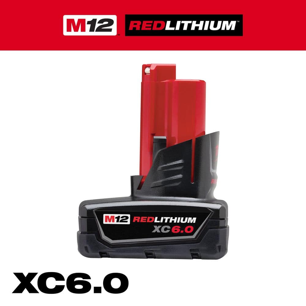 Milwaukee M12 12-Volt Lithium-Ion XC Extended Capacity 6.0Ah Battery Pack 48-11-2460 - The Home ...