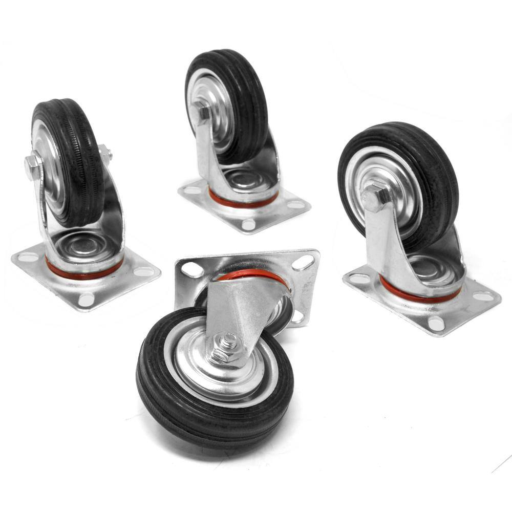 WEN 3 in. 120 lbs. Capacity Rubber Roller-Bearing Swivel Plate Caster ...