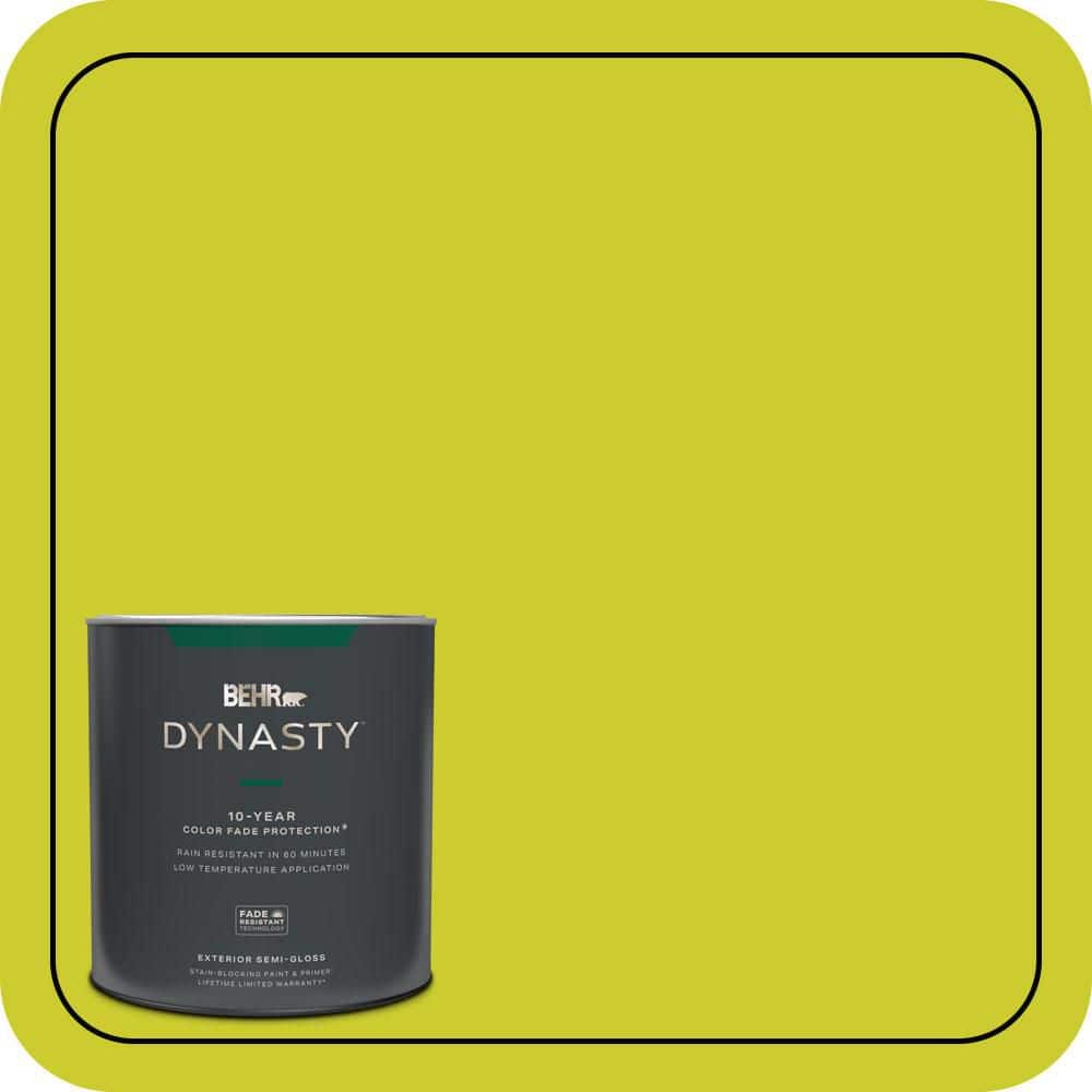 BEHR DYNASTY 1 qt. #S-G-400 Lime Pop Semi-Gloss Exterior Stain-Blocking ...