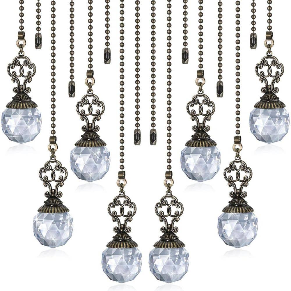 phyfalip Vintage 12 in. Transparent Ceiling Fan Pull Chains with ...