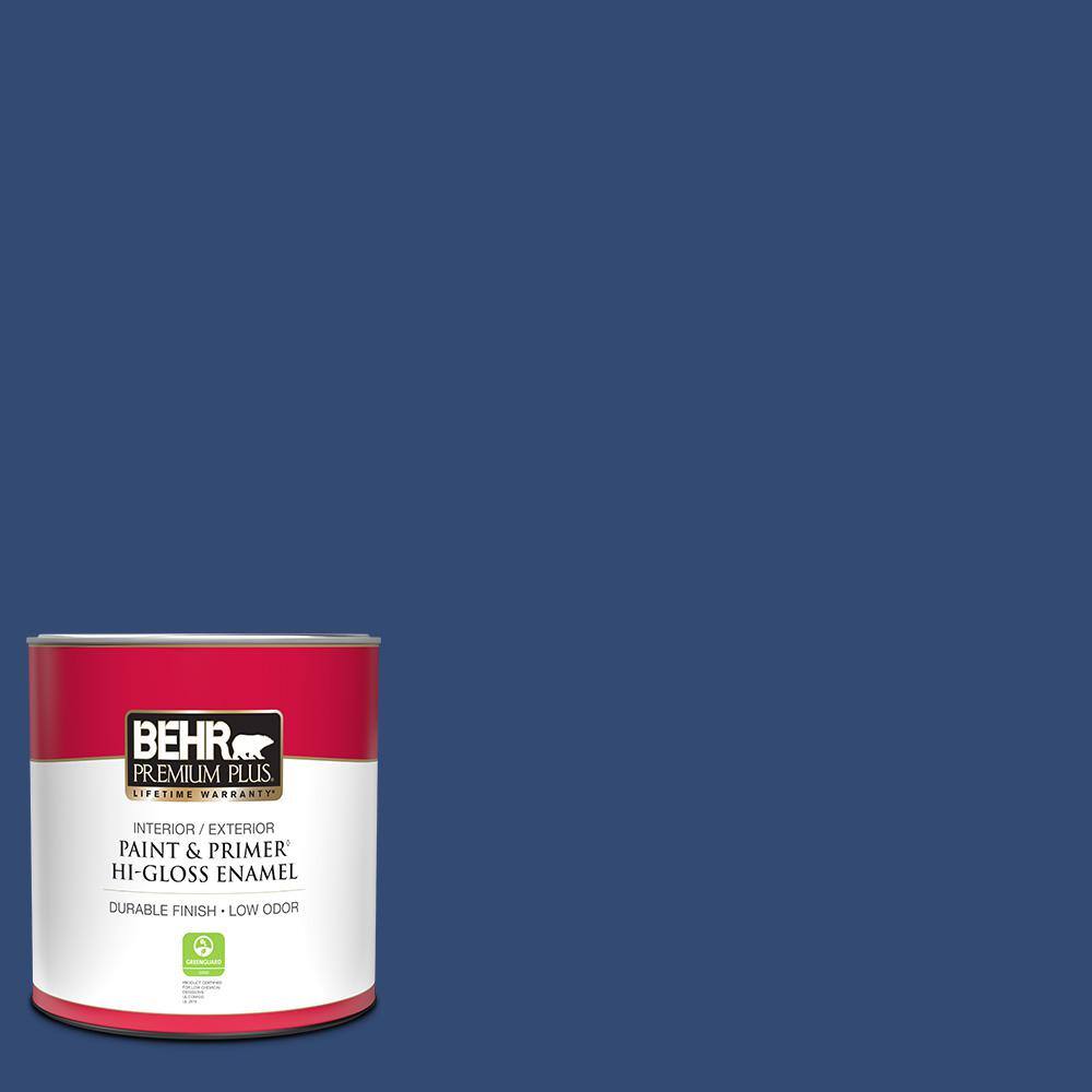 BEHR PREMIUM PLUS 1 qt. #S-H-580 Navy Blue Hi-Gloss Enamel Interior ...