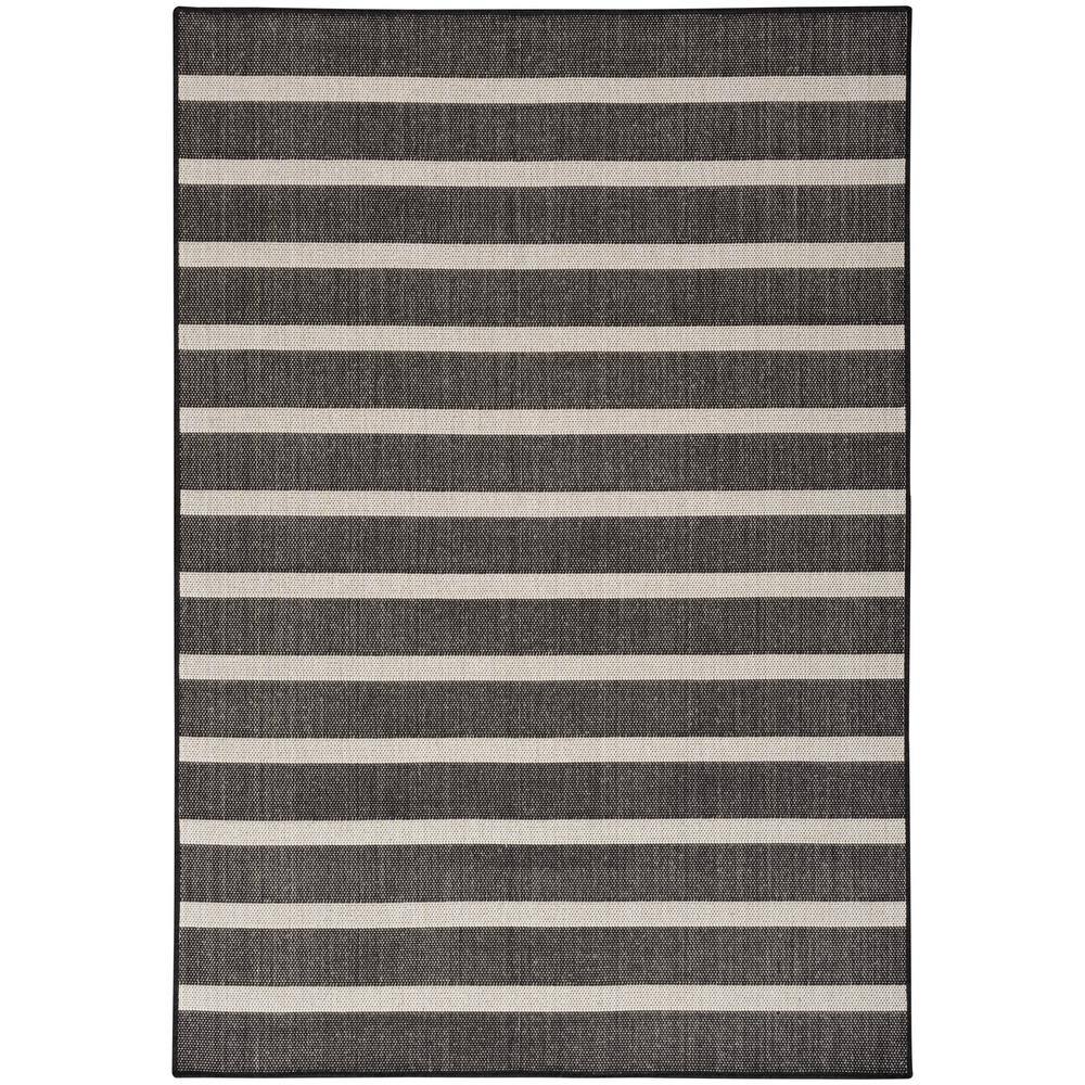 Nourison Home Positano Black Ivory 5 ft. x 7 ft. Stripes Contemporary ...