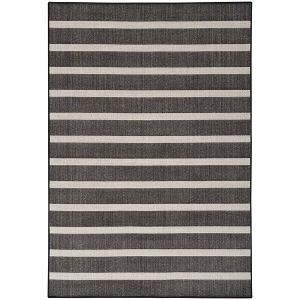 Nourison Home Positano Black Ivory 5 ft. x 7 ft. Stripes Contemporary ...