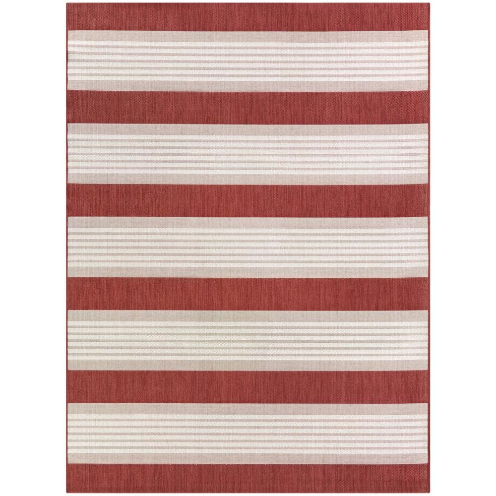 BALTA Judson Red 7 ft. 10 in. x 10 ft. Stripe Indoor/Outdoor Area Rug ...