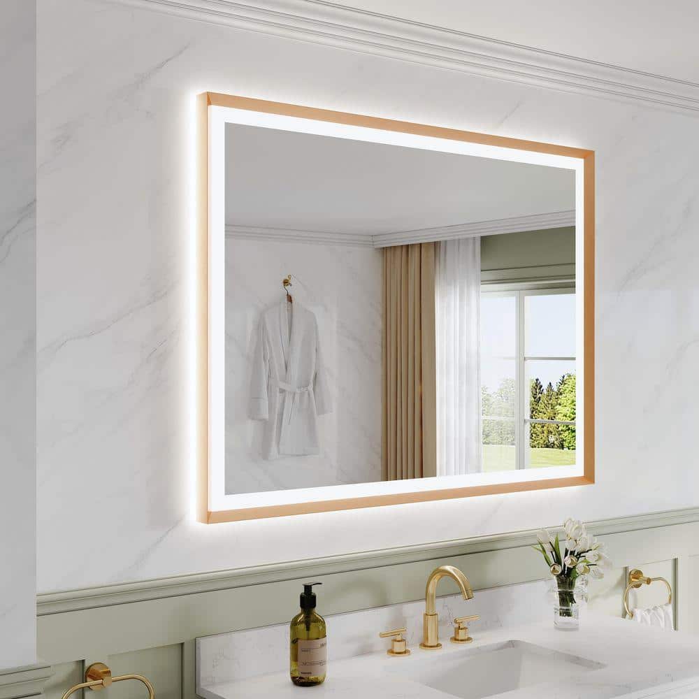 Eoviamne 48 in. W x 36 in. H Rectangular Framed Wall LED Bathroom ...