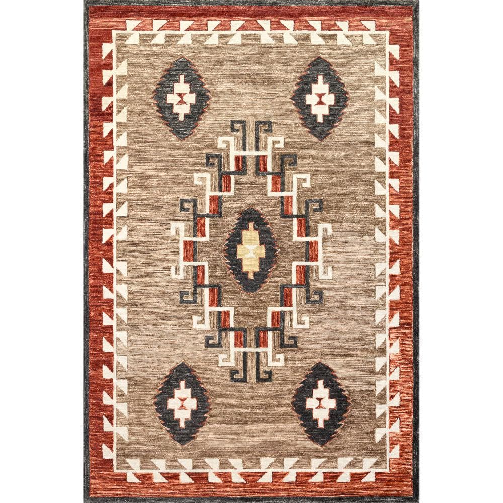 nuLOOM Ayehsa Brown 6 ft. x 9 ft. Southwestern Wool Area Rug NECR11A ...
