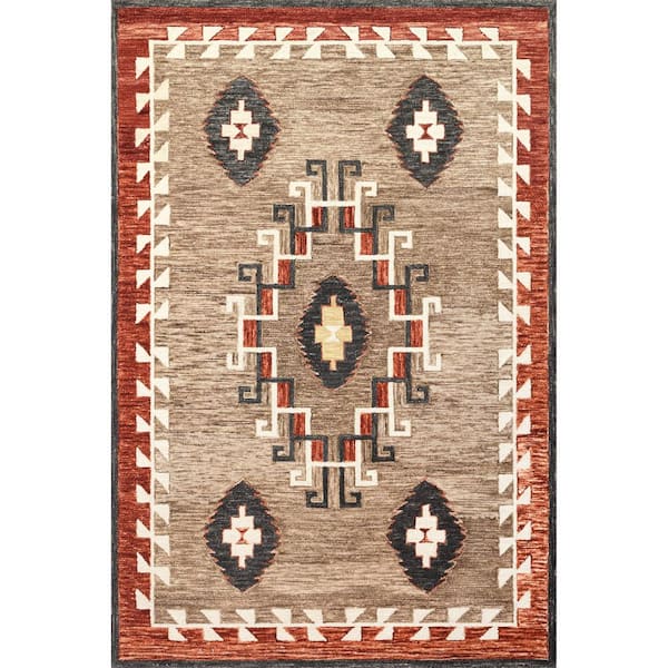 nuLOOM Ayehsa Brown 6 ft. x 9 ft. Southwestern Wool Area Rug NECR11A ...