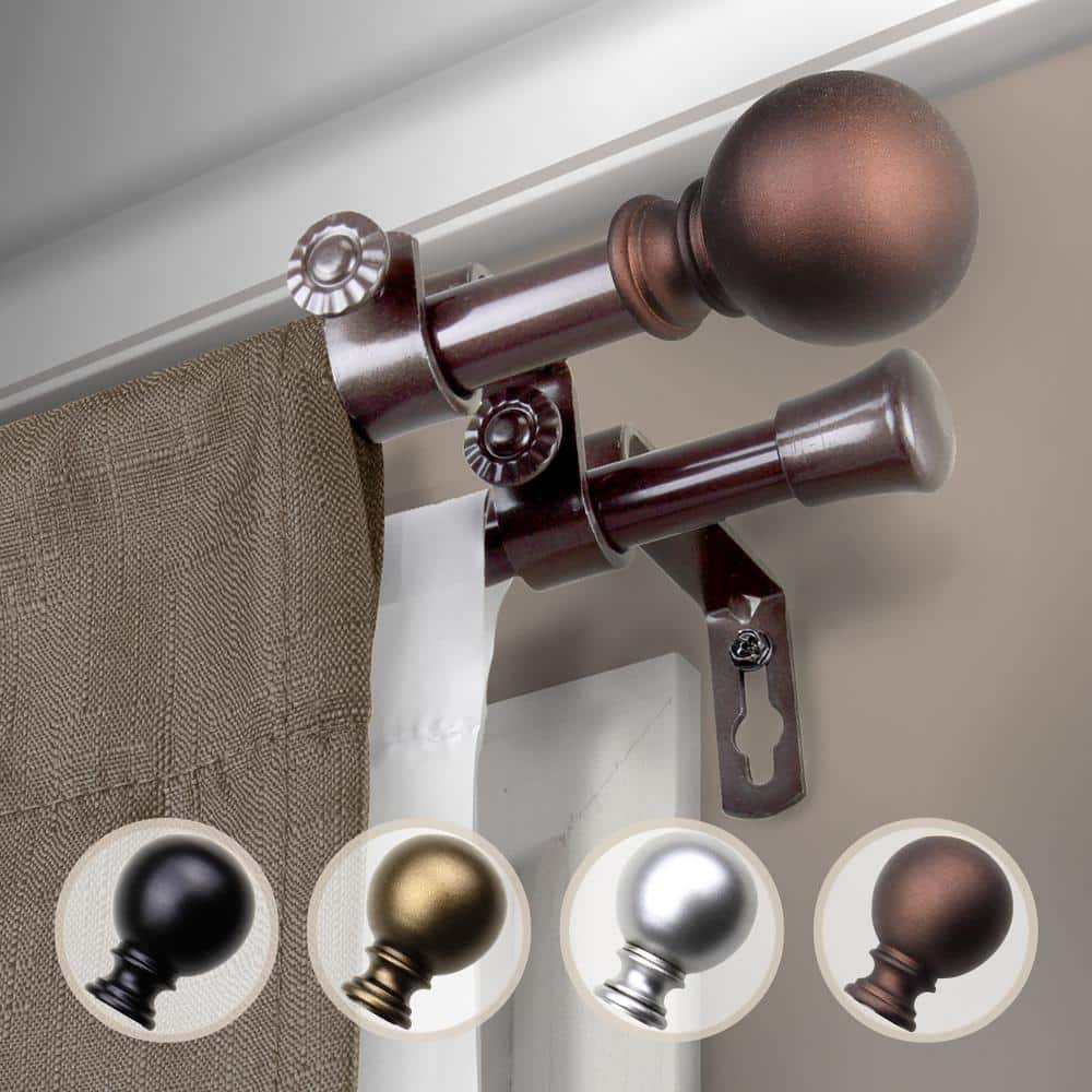 Rod Desyne 28 in. - 48 in. Telescoping 5/8 in. Double Curtain Rod Kit ...