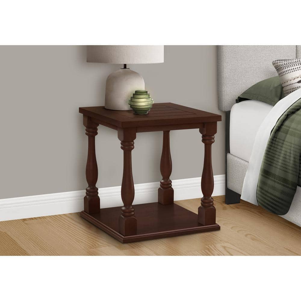 23.75 in. Espresso Veneer Square Top MDF End Table with 2-Tier HD 3970 ...