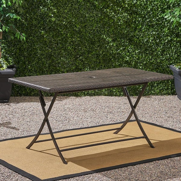 Coporesell Brown Multi Rectangular Folding Wicker Outdoor Patio Dining ...