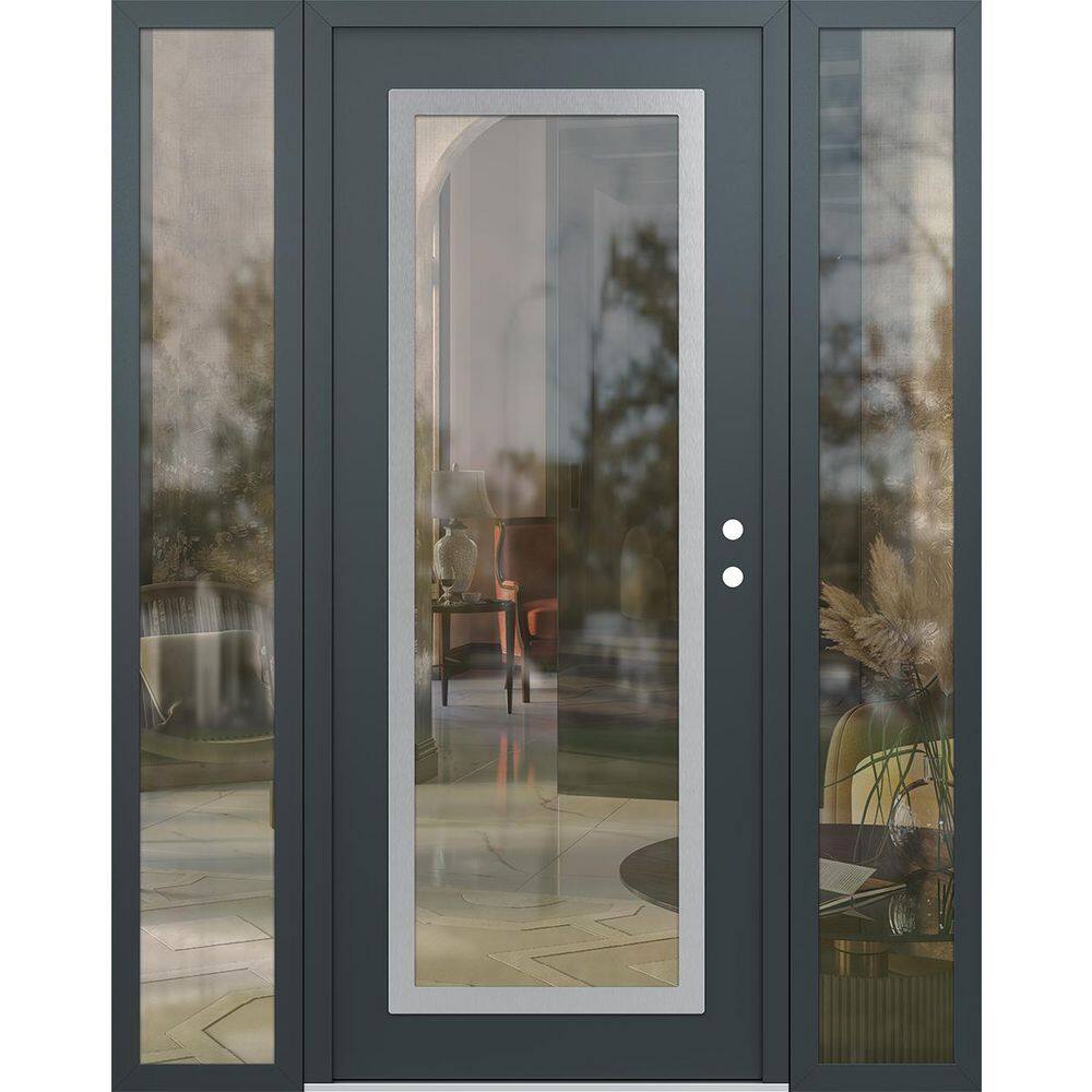 C1 64 in. x 80 in. Silver P Left-Hand/Inswing Clear Glass Anth/Anth 2 ...